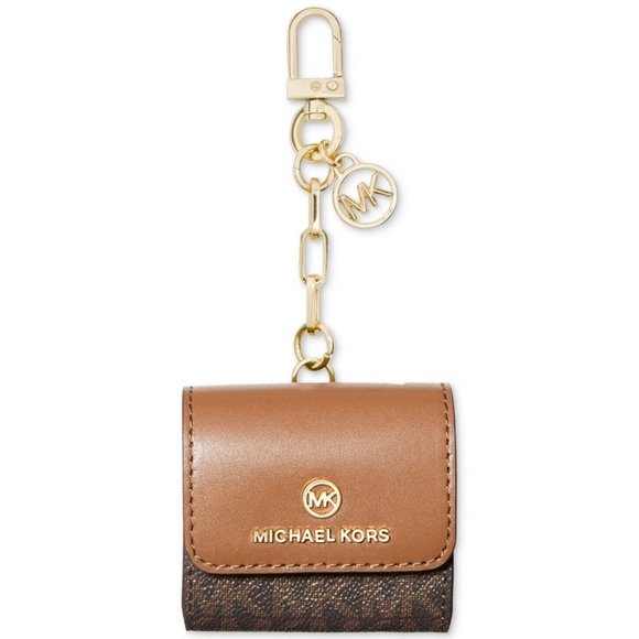 Michael Kors | Accessories | Michael Kors Signature Clipcase Airpods Charm Keychain Bag Brown ...